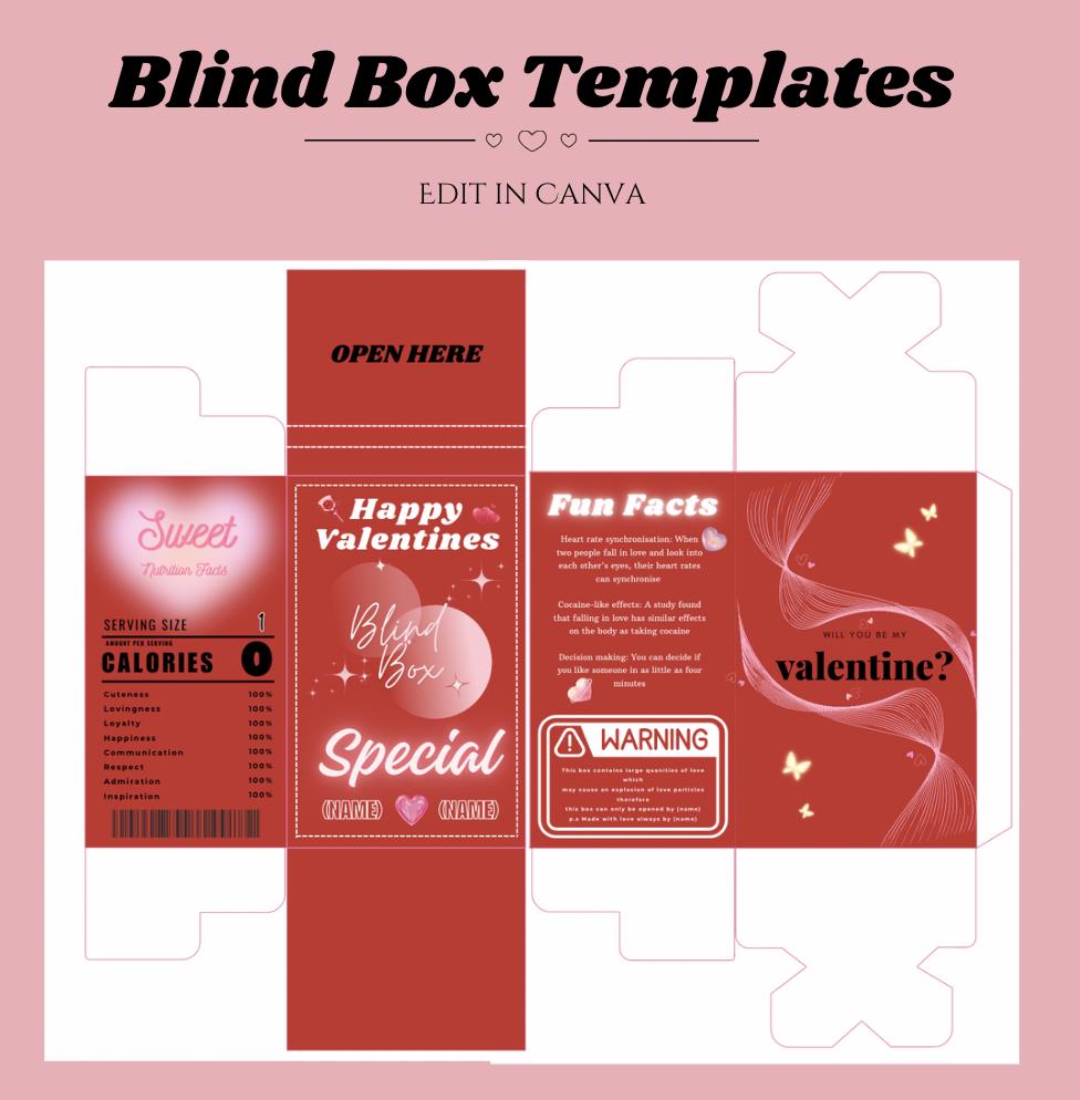 Valentine's Day Red Blind Box Template - Etsy