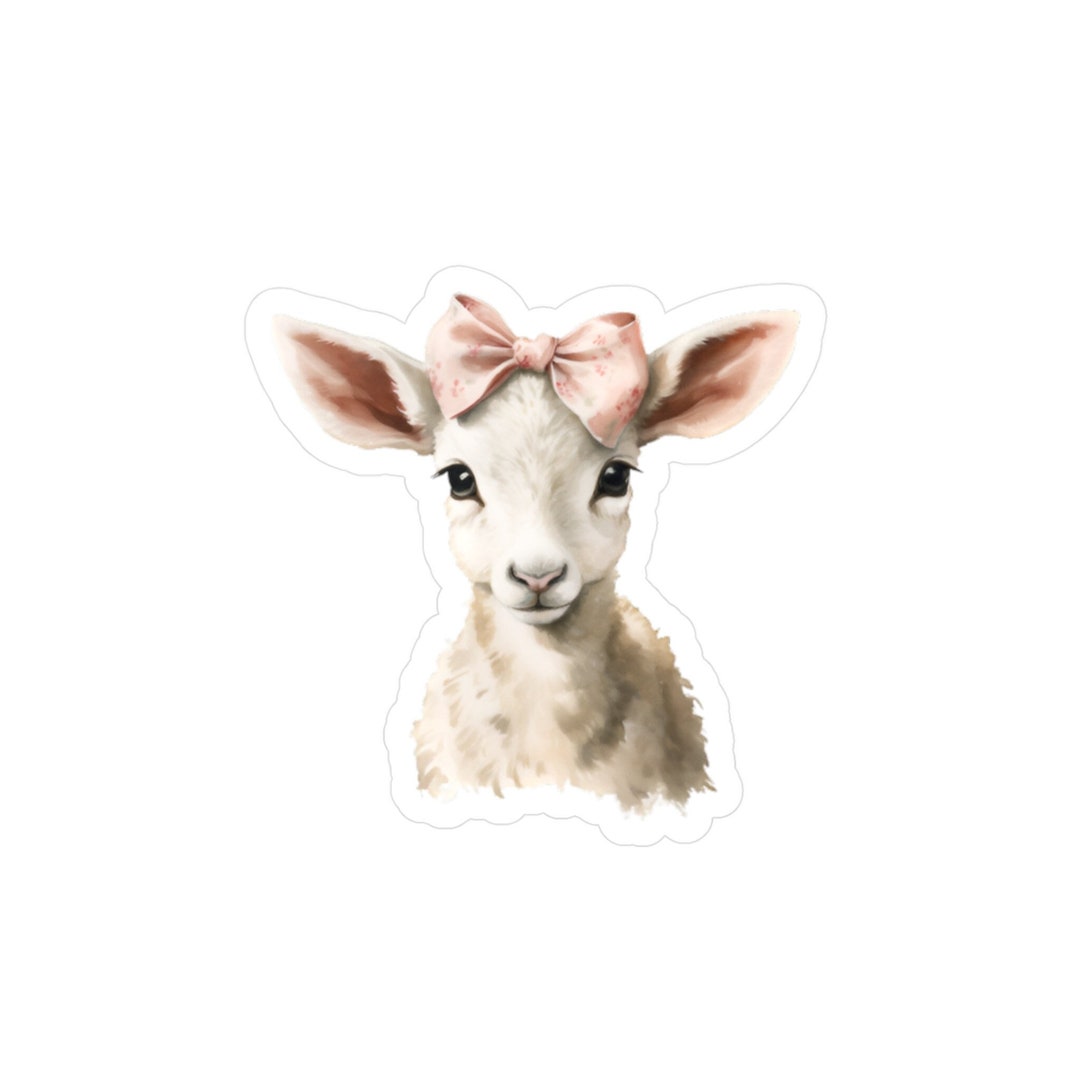 Baby Lamb With Bow Sticker Vinyl Decal - Etsy