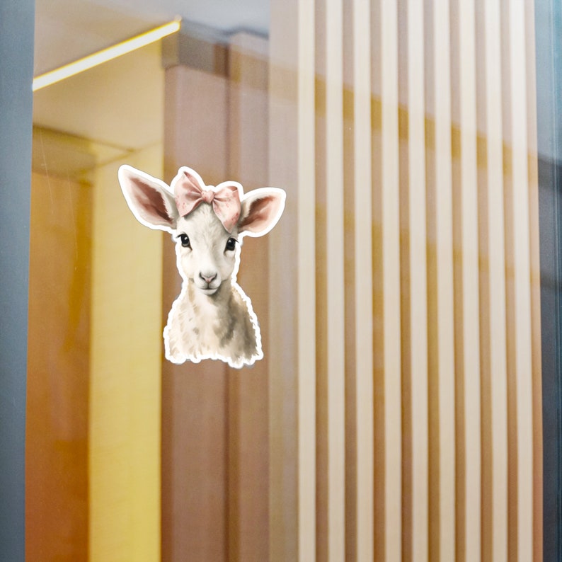 Baby Lamb With Bow Sticker Vinyl Decal - Etsy