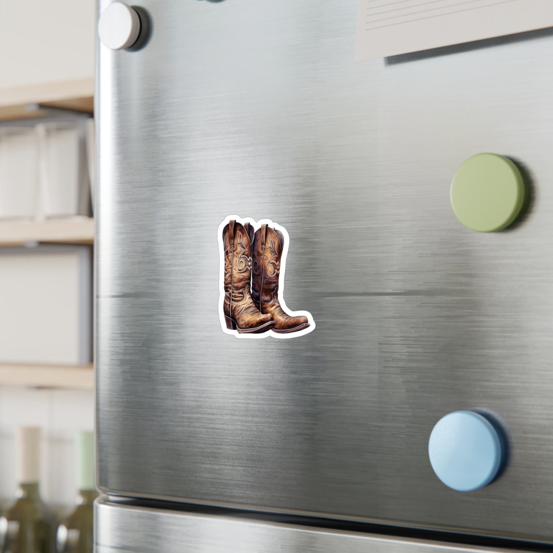 Vintage Cowboy Boots Sticker - Rustic Western Charm for Your Gear ...
