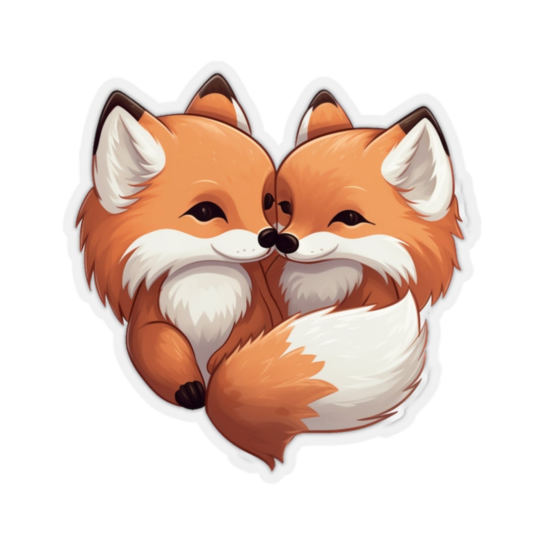Heart-shaped Fox Sticker - Etsy