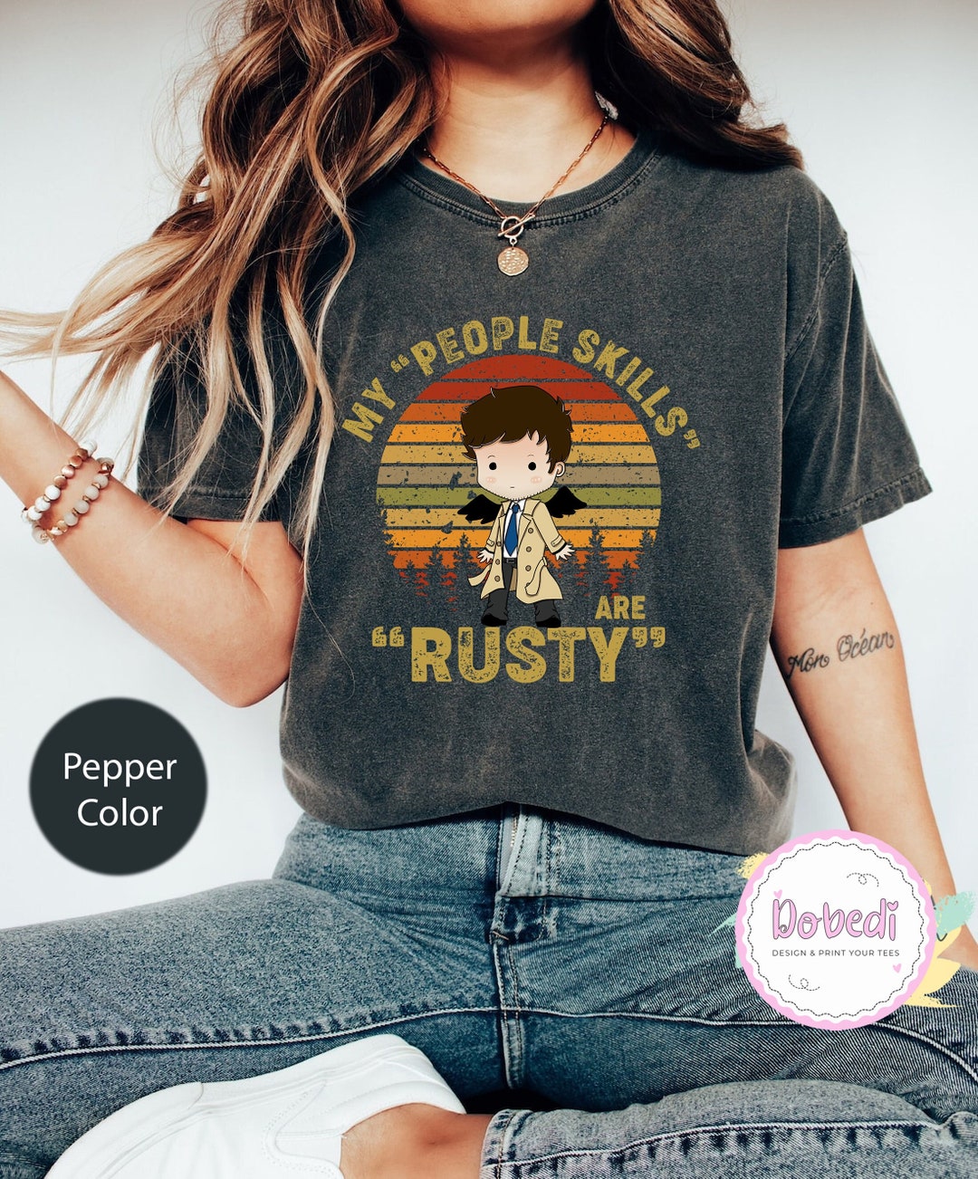 Chibi Castiel Supernatural My People Skills Are Rusty Comfort Colors T ...