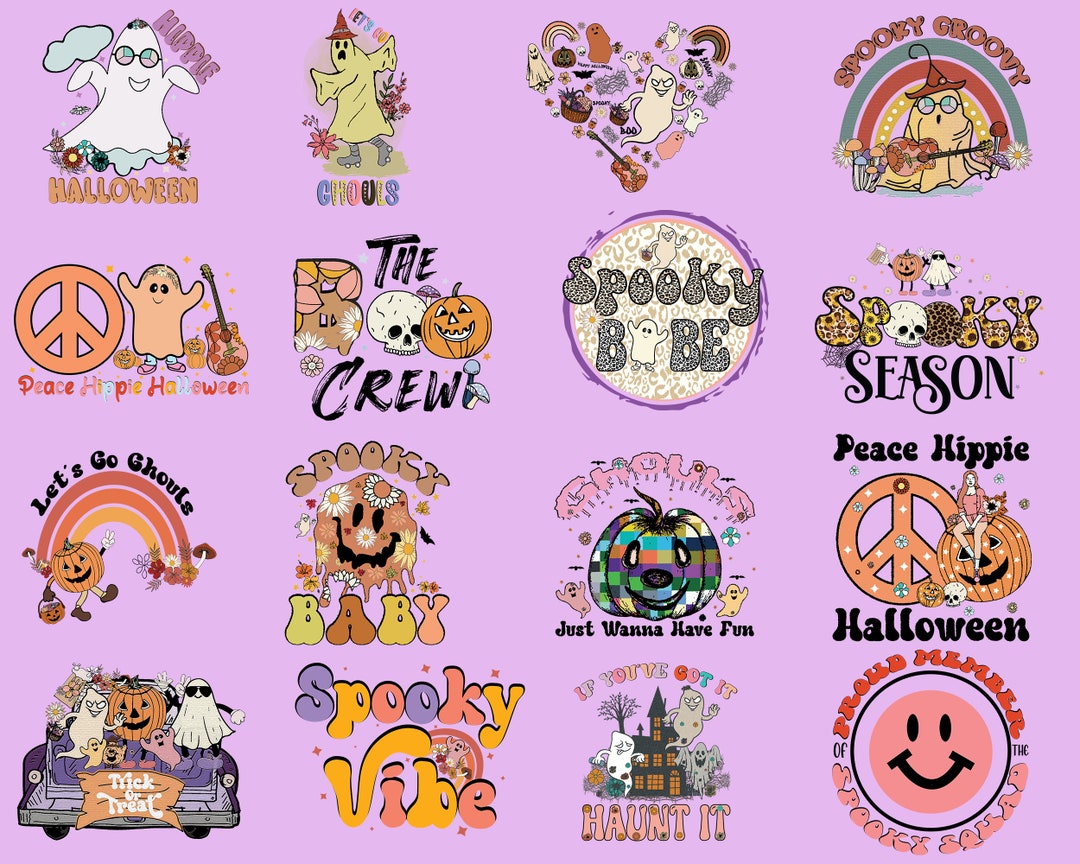 Retro Hippie Halloween Png Bundle Groovy Halloween - Etsy