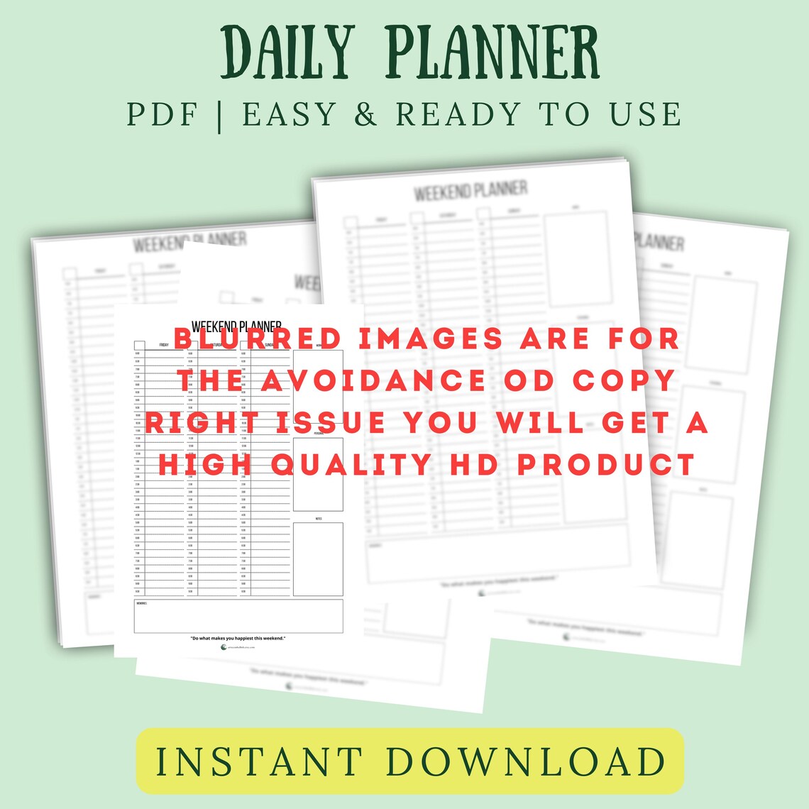 Weekend Planner, Instant Download, Printable Weekend Planner, Fun ...