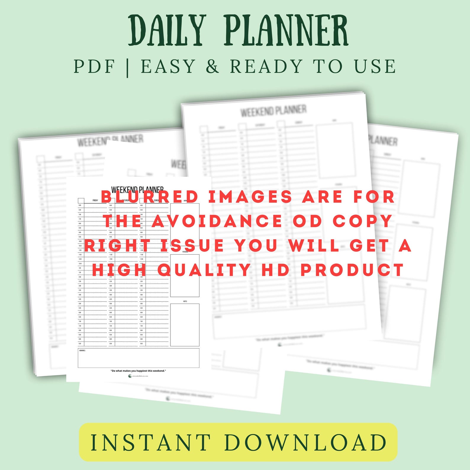Weekend Planner, Instant Download, Printable Weekend Planner, Fun ...
