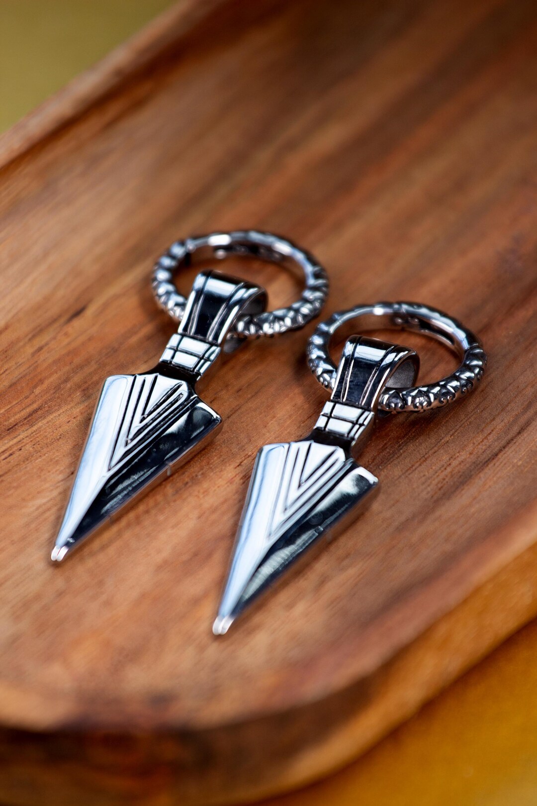 Steel Arrowhead Ear Hangers - Stainless Ear Weights for Stretched Ears ...