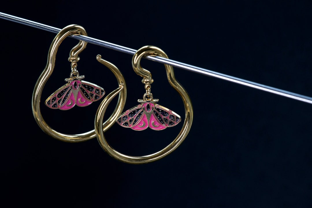 Pink Lunar Moth Ear Hangers - Stainless Steel 316L - 4mm - Gold ...