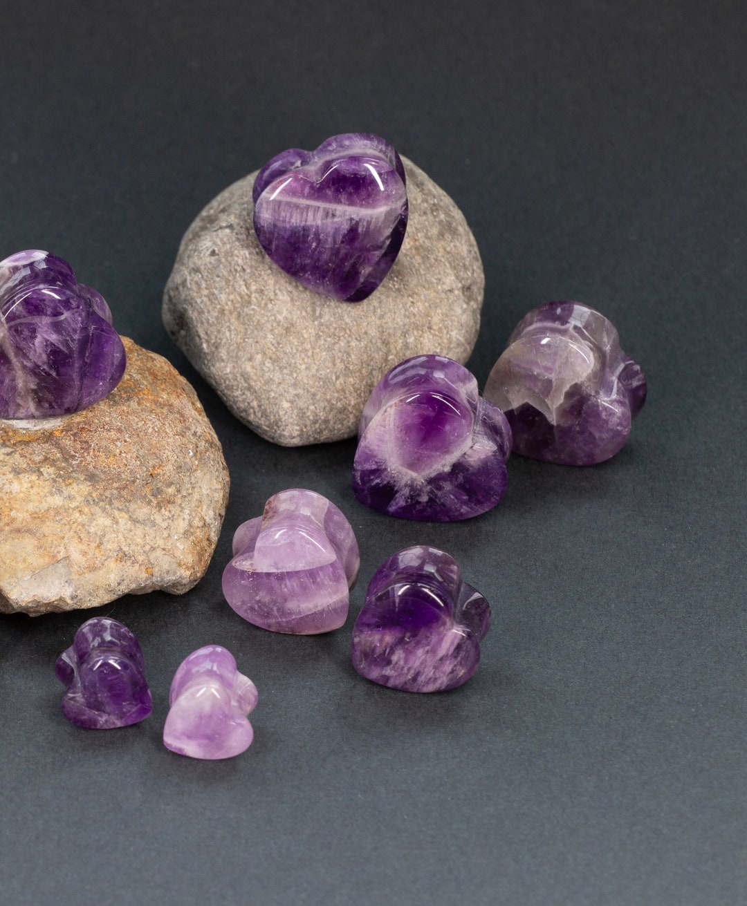 Crystal Heart Plugs - Amethyst - Gem Stone Double Flared Plugs ...