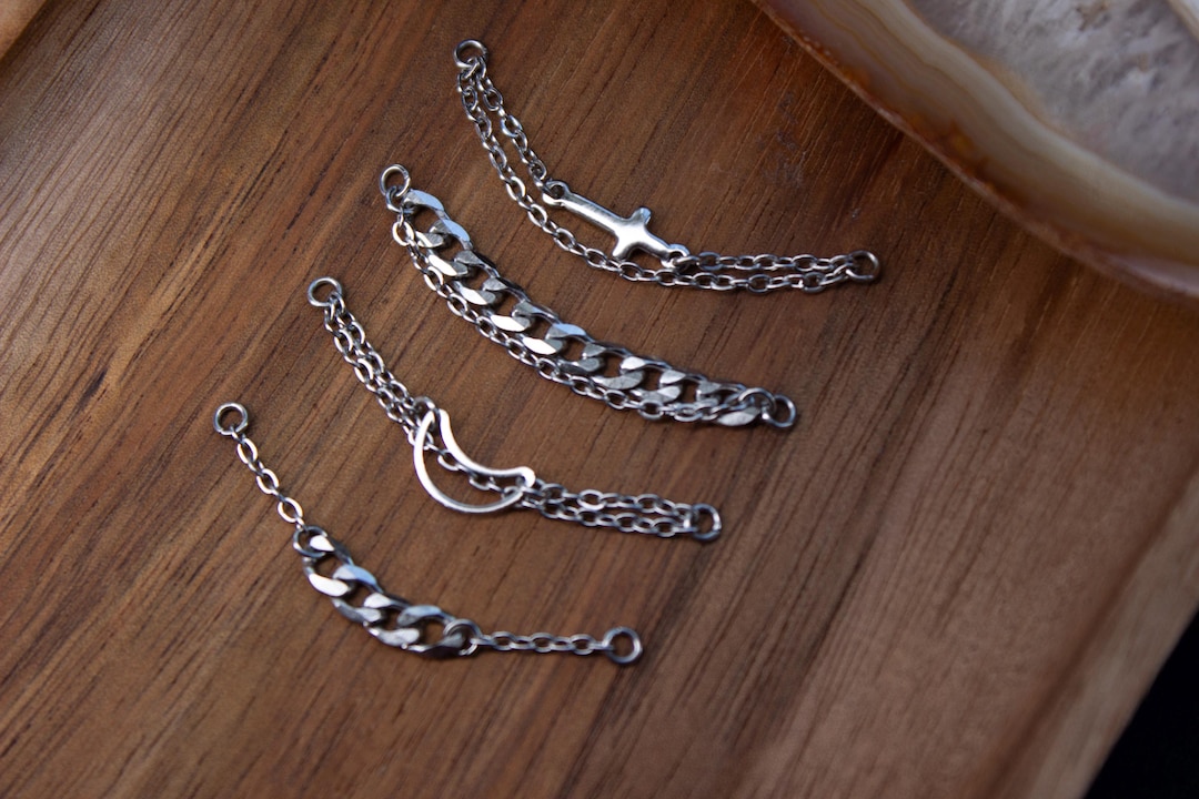 Piercing Chains - Stainless Steel - 30-50mm - Crescent Moon, Crucifix ...
