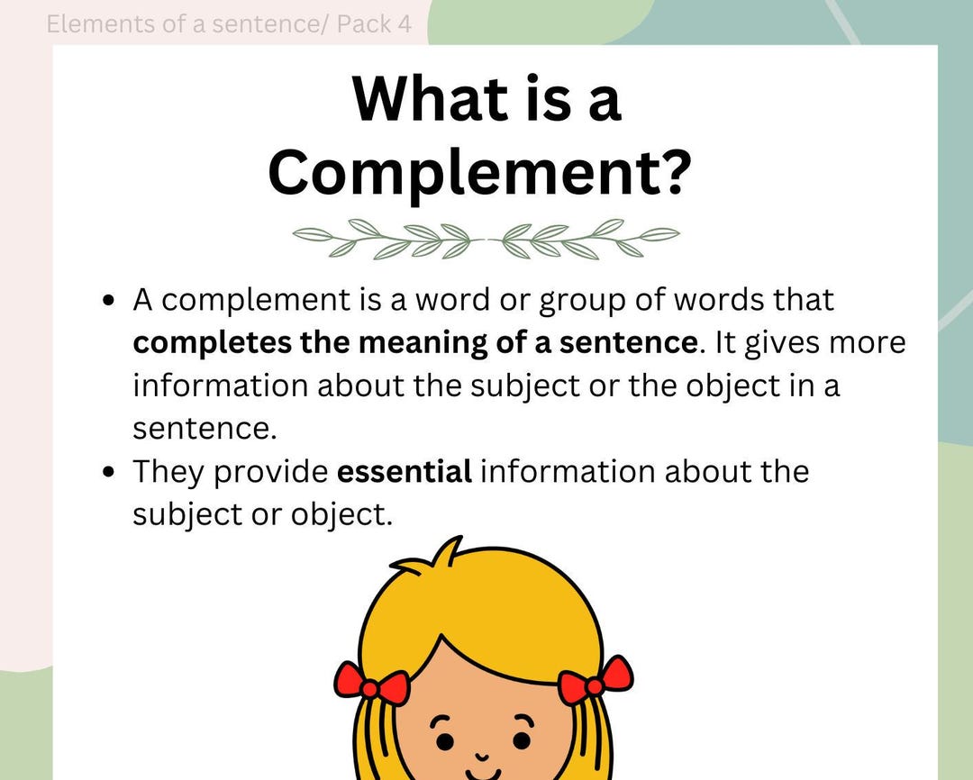 Master Complements: 7-page Grammar Pack for Kids - Etsy