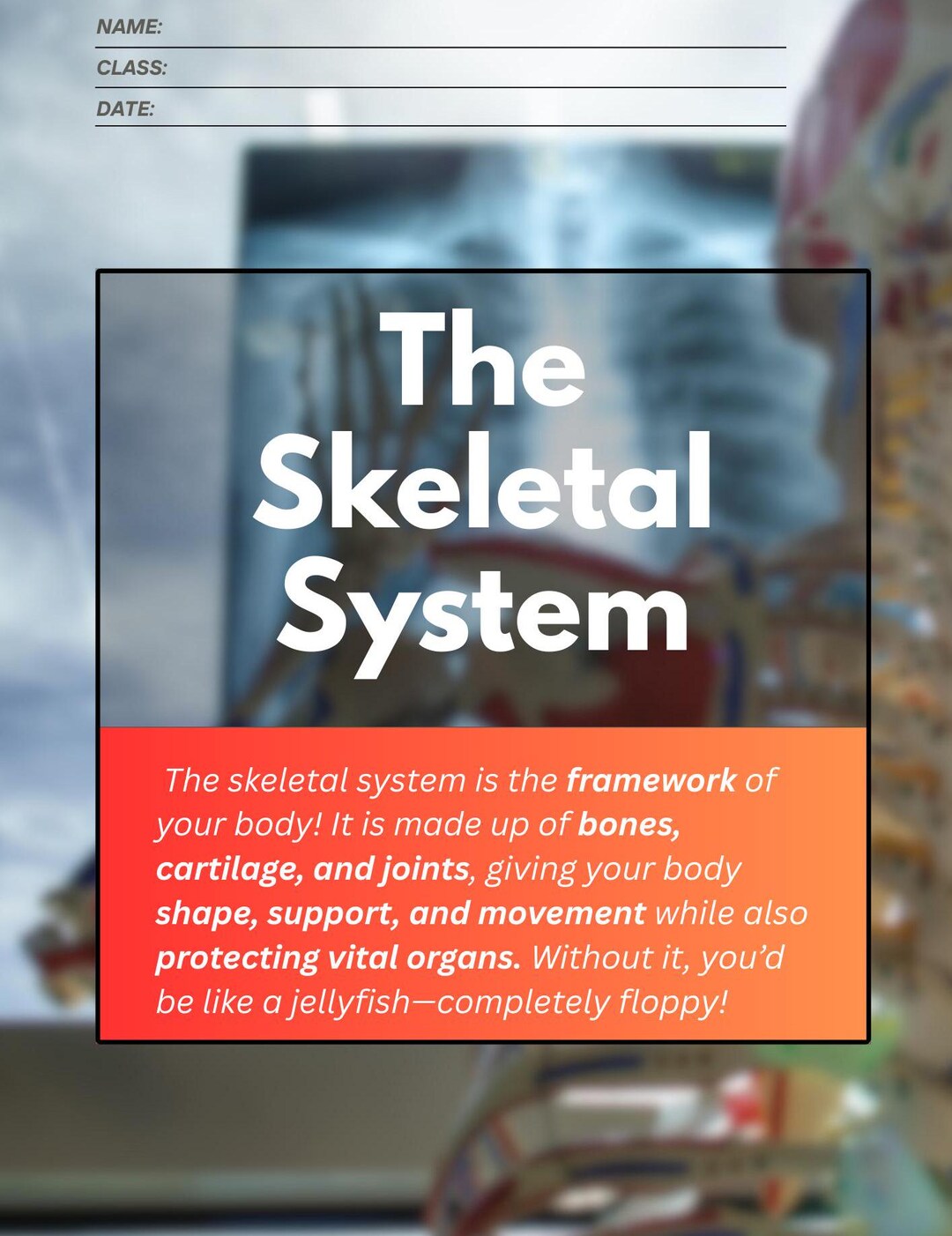 The Skeletal System Middle School Science Pack – 15 Printable Pages ...
