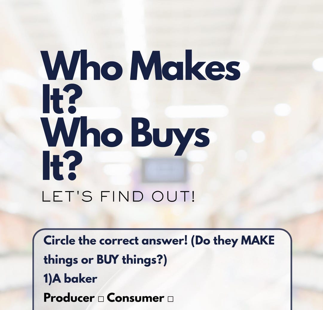 Fun Kids’ Economics Printable | Producers, Consumers, Goods & Services ...