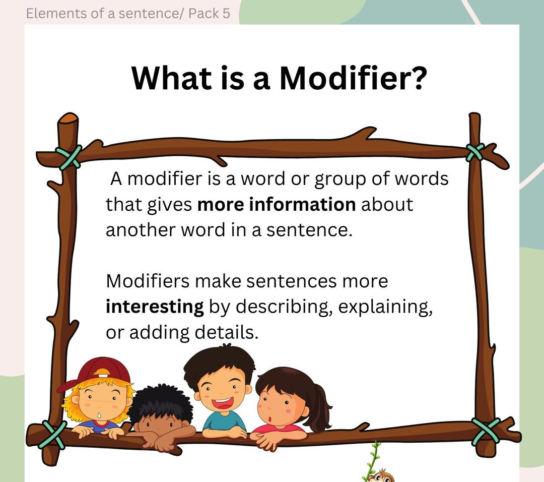 Master Modifiers: 7-page Grammar Pack for Kids - Etsy