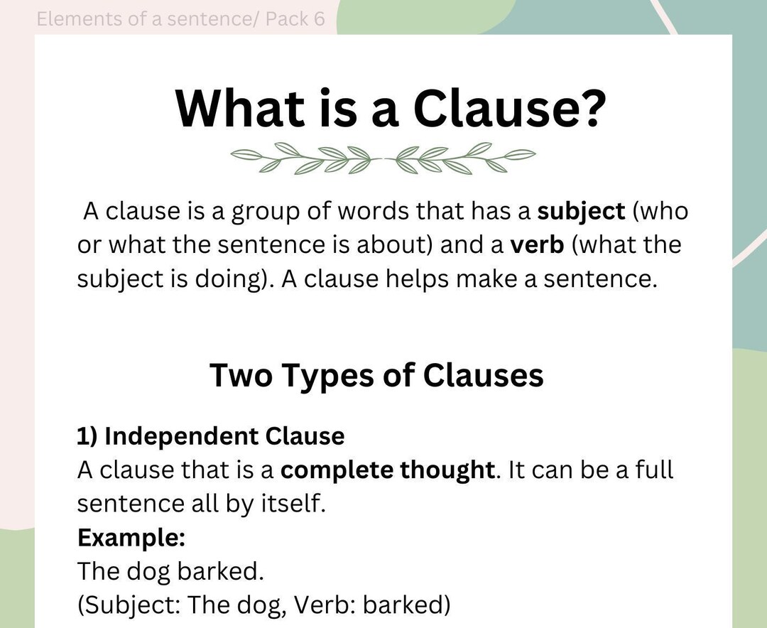 Mastering Clauses: 5-page Grammar Pack for Kids - Etsy
