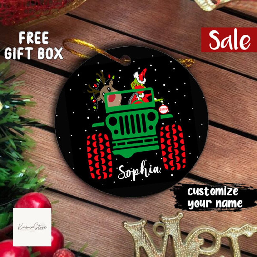 Grinch & Max in Jeep Ornament Grinch Jeep Car Christmas - Etsy