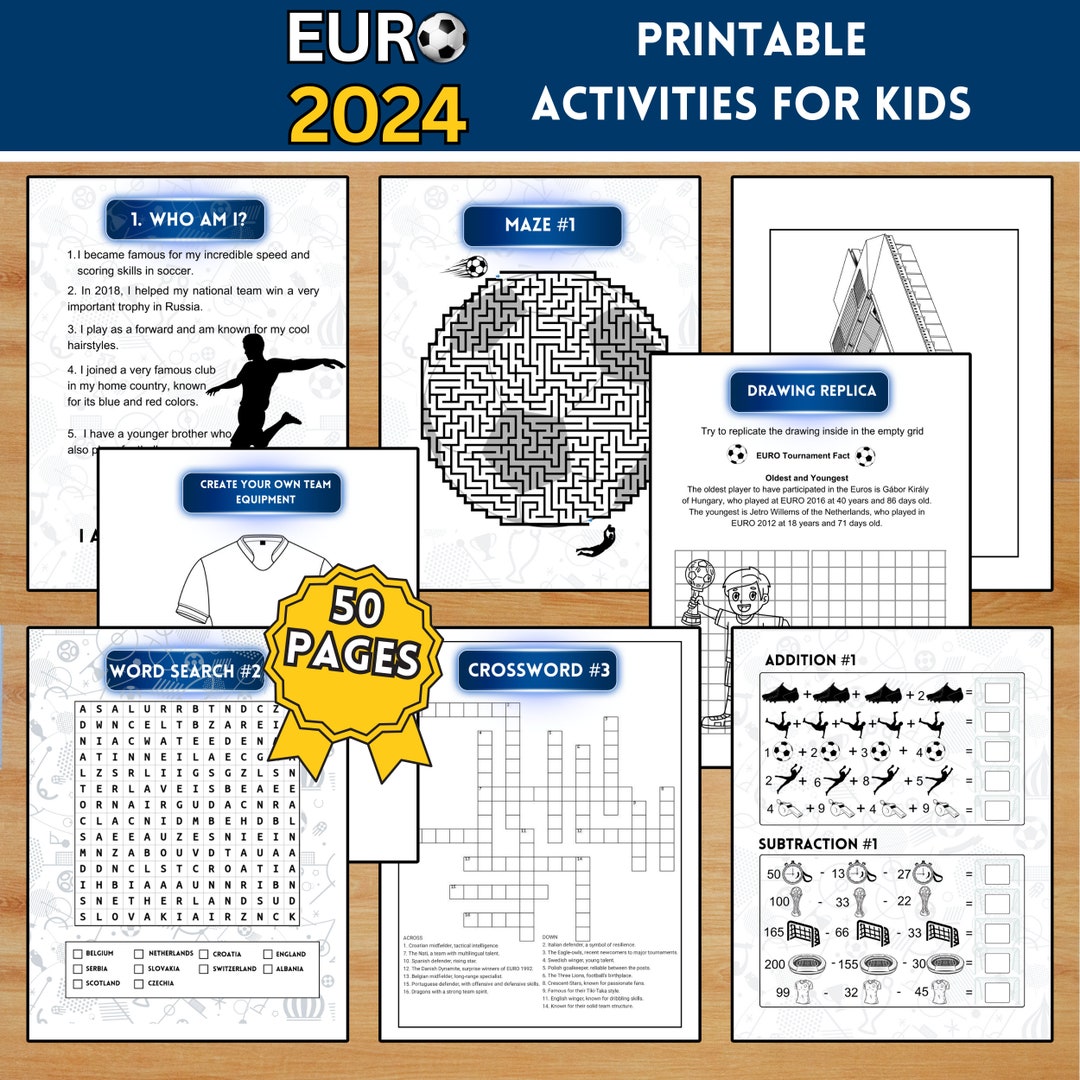 50 Printable Soccer Activities for Kids for EURO 2024 Tournament, Mazes ...