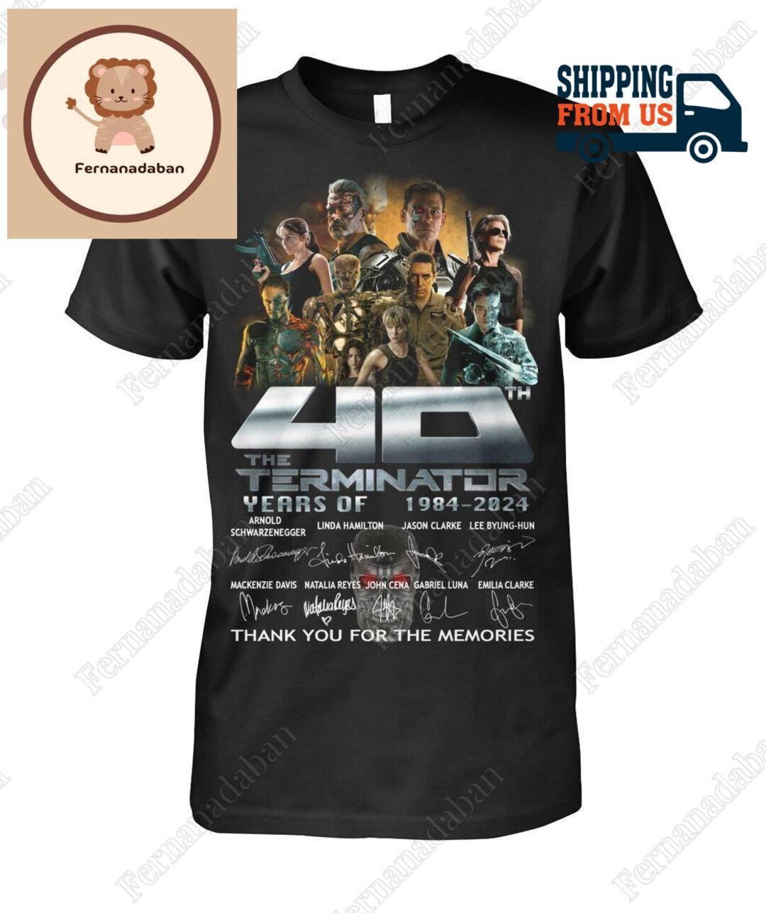 The Terminator 40 Years of 1984-2024 Thank You for the Memories T-shirt ...