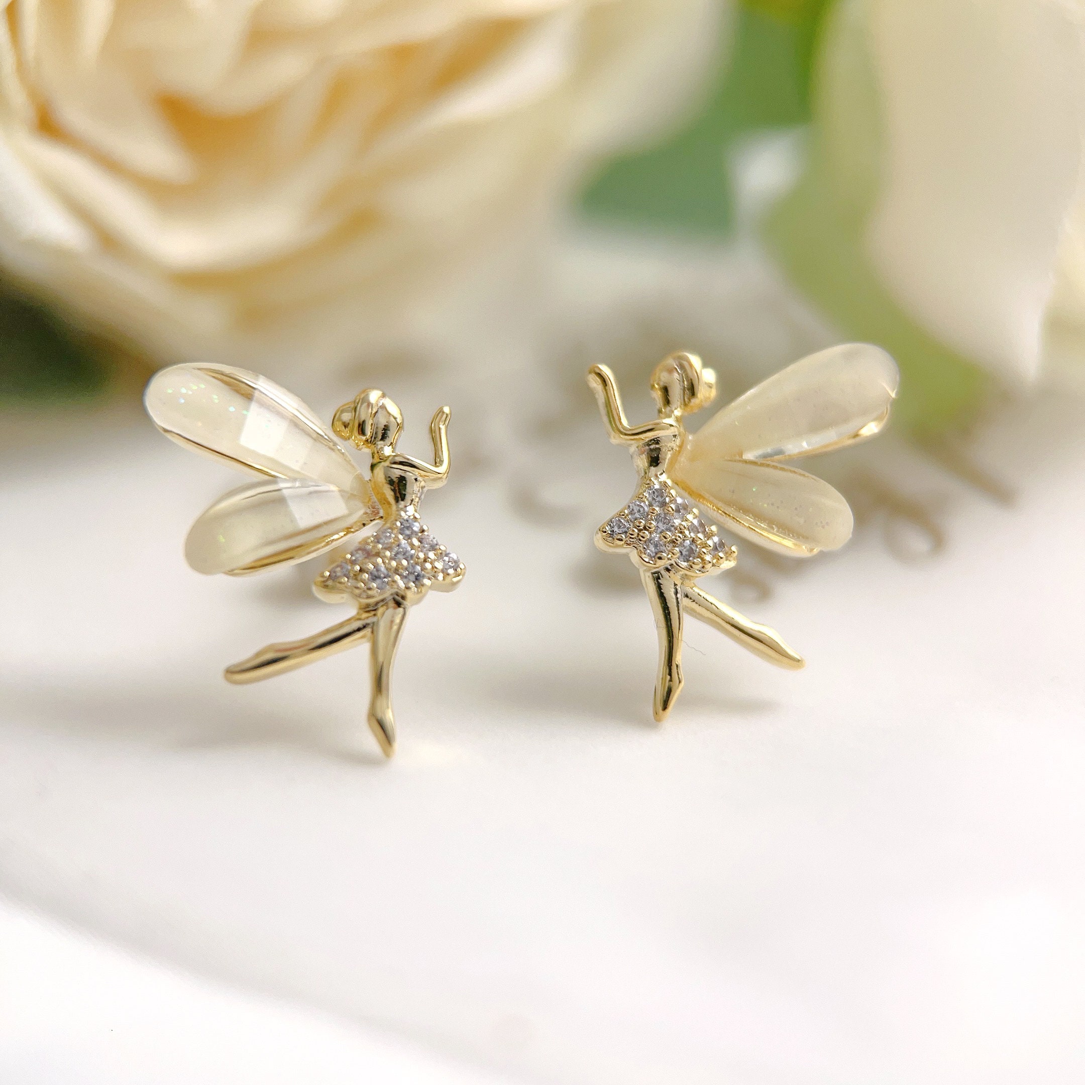 Unique Fairy Stud Earrings-elf Gold Studs-elf Princess - Etsy