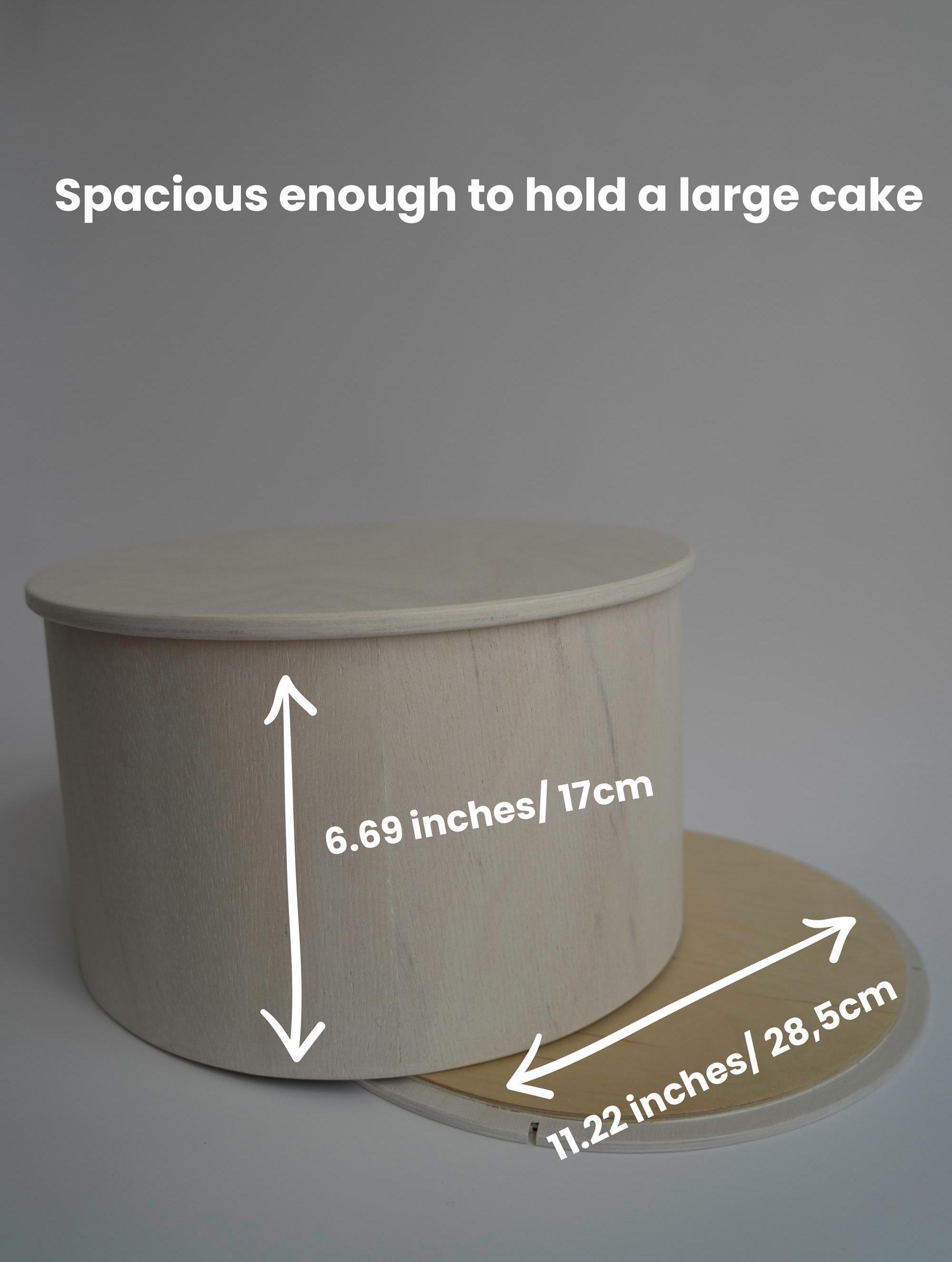 Handcrafted Wooden Cake Box With Navy Satin Ribbon: Eco-friendly Gift ...