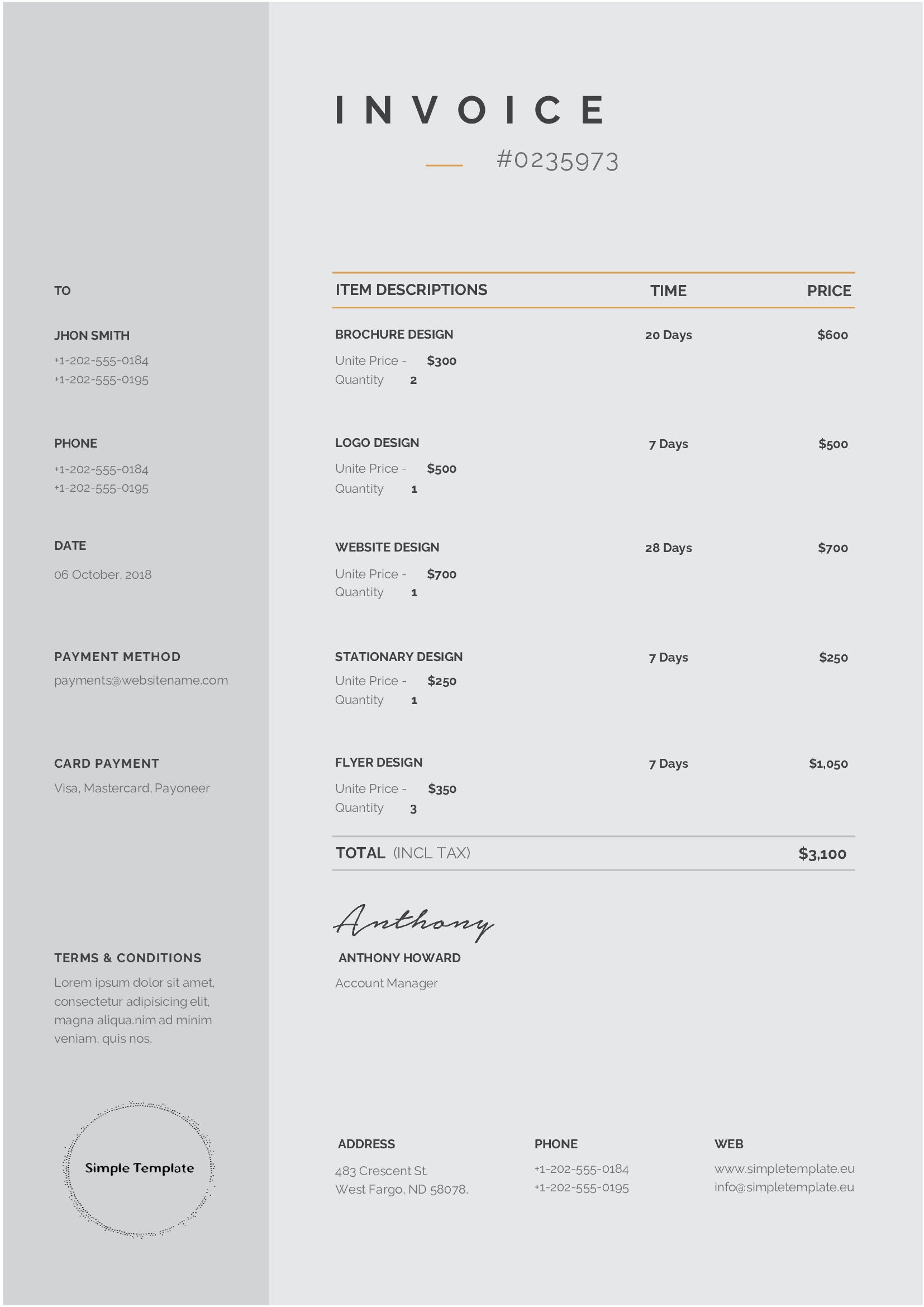 Professional Invoice Template - Etsy