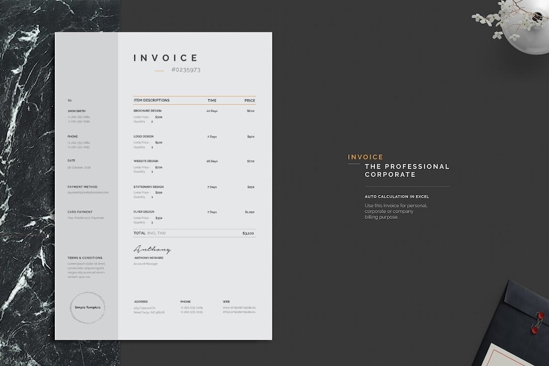 Professional Invoice Template - Etsy