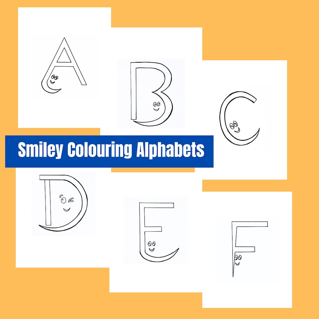 Smiley Coloring Alphabets Digital Coloring Sheet for Kids - Etsy