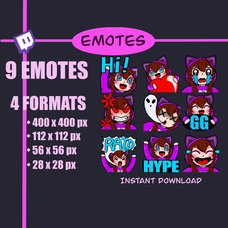Twitch Emotes, Twitch Sub Emotes, Discord Emotes, Text Emotes, Kawaii ...