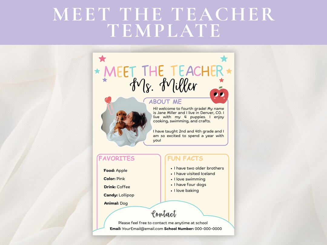 Printable Canva Meet the Teacher Template | Welcome Back Letter, About ...