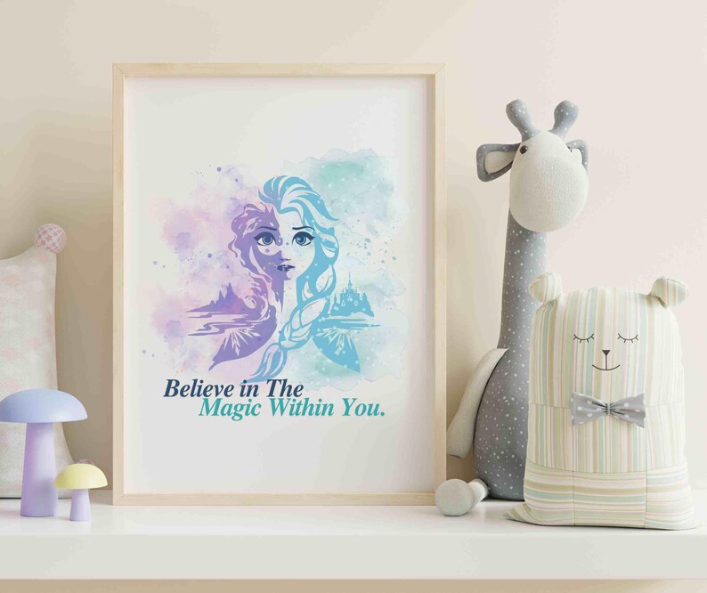 Princess Frozen Art Print Watercolor Printable Frozen Wall Art Wall ...