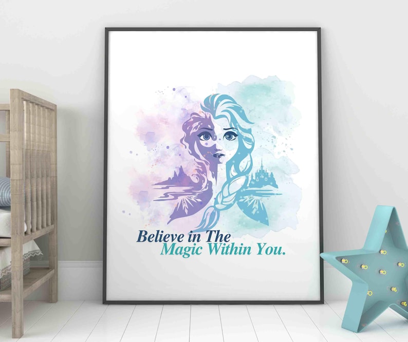 Princess Frozen Art Print Watercolor Printable Frozen Wall Art Wall ...