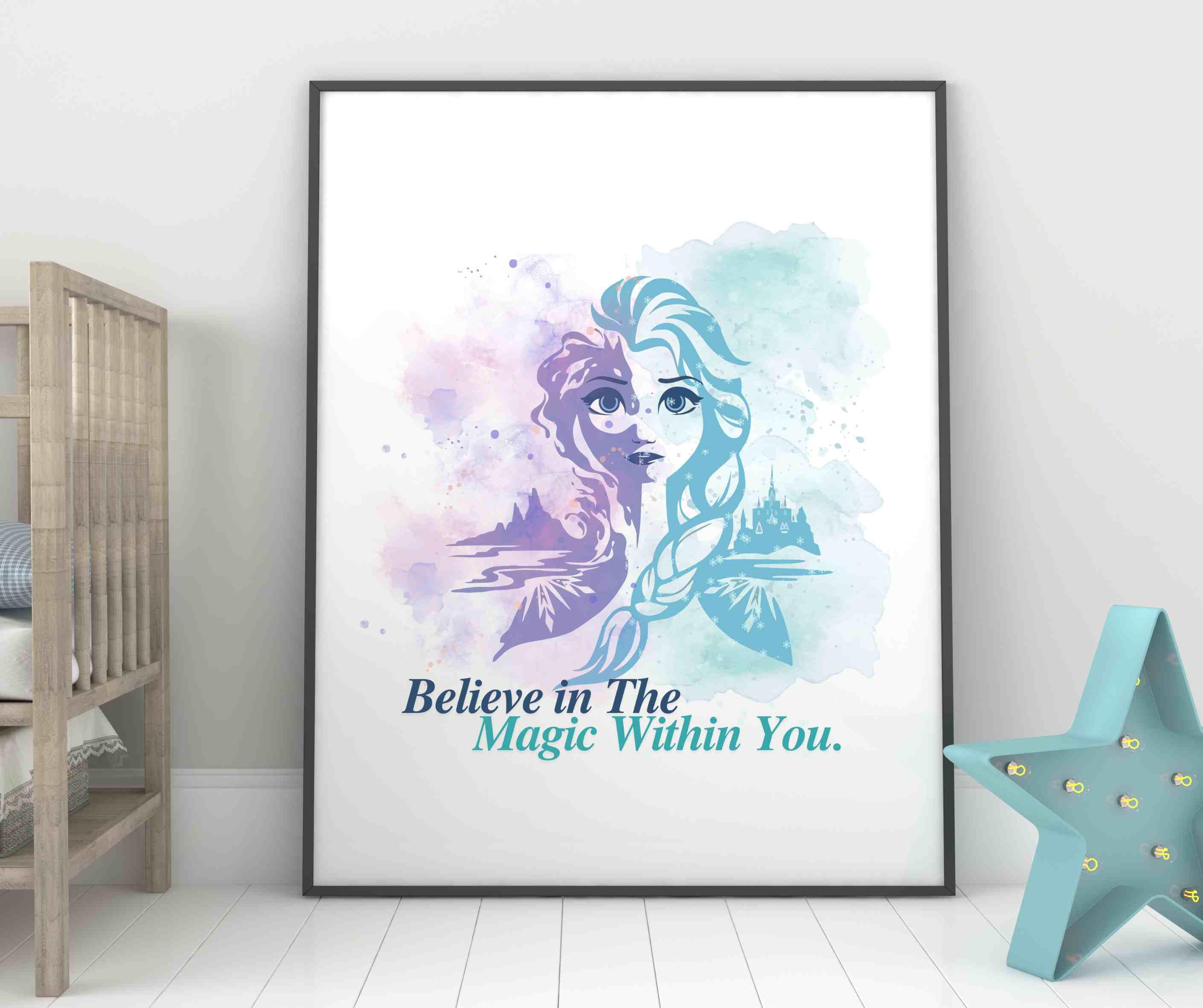Princess Frozen Art Print Watercolor Printable Frozen Wall Art Wall ...