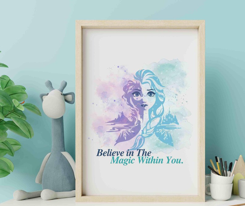 Princess Frozen Art Print Watercolor Printable Frozen Wall Art Wall ...