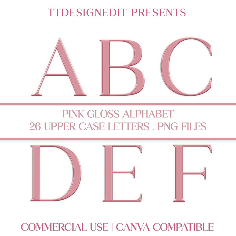 Pink Gloss Uppercase Alphabet, A-Z Pink Letters, Clip Art Text, Can Use ...