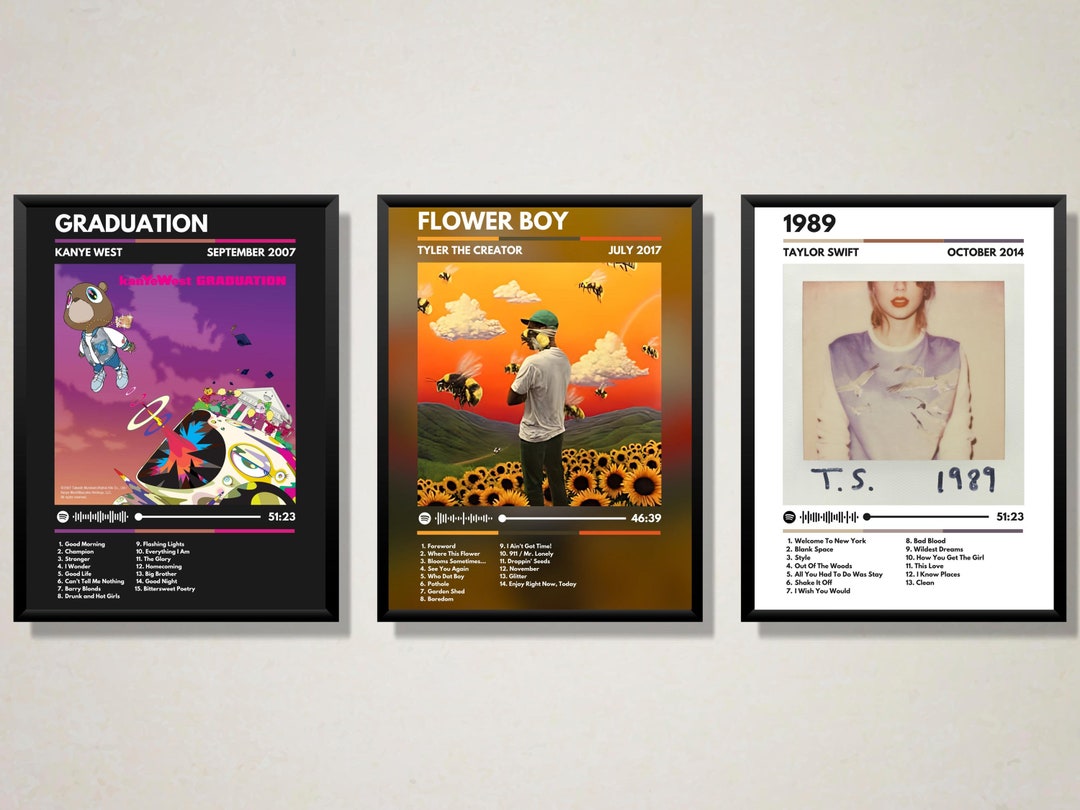 Set of 3 Custom Music Album Posters Choose Your Own Album & Artist ...