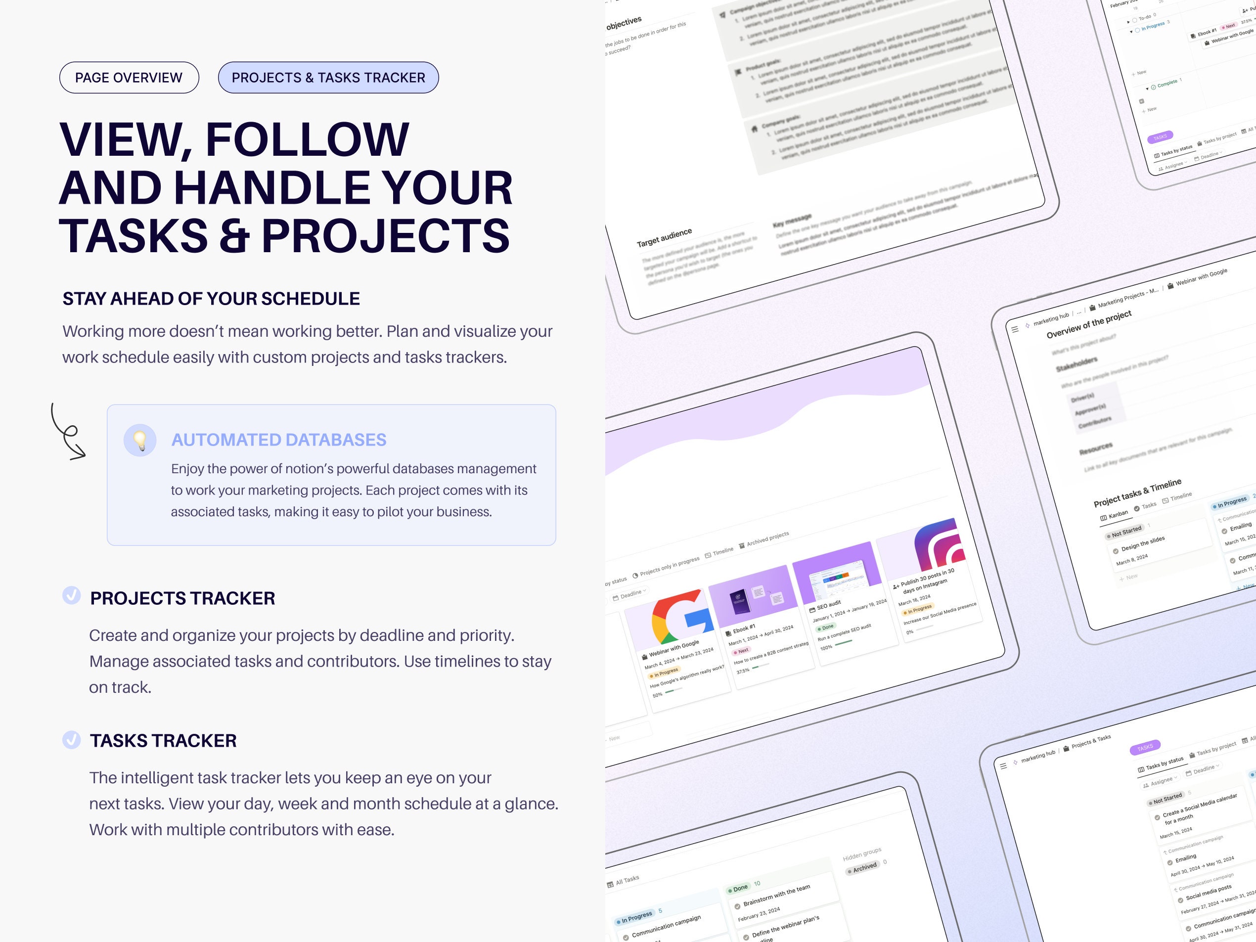 Marketing Notion Template Planner Dashboard | Content | Performance ...