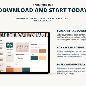 Marketing Notion Template Planner Dashboard Content - Etsy