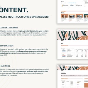 Marketing Notion Template Planner Dashboard Content - Etsy