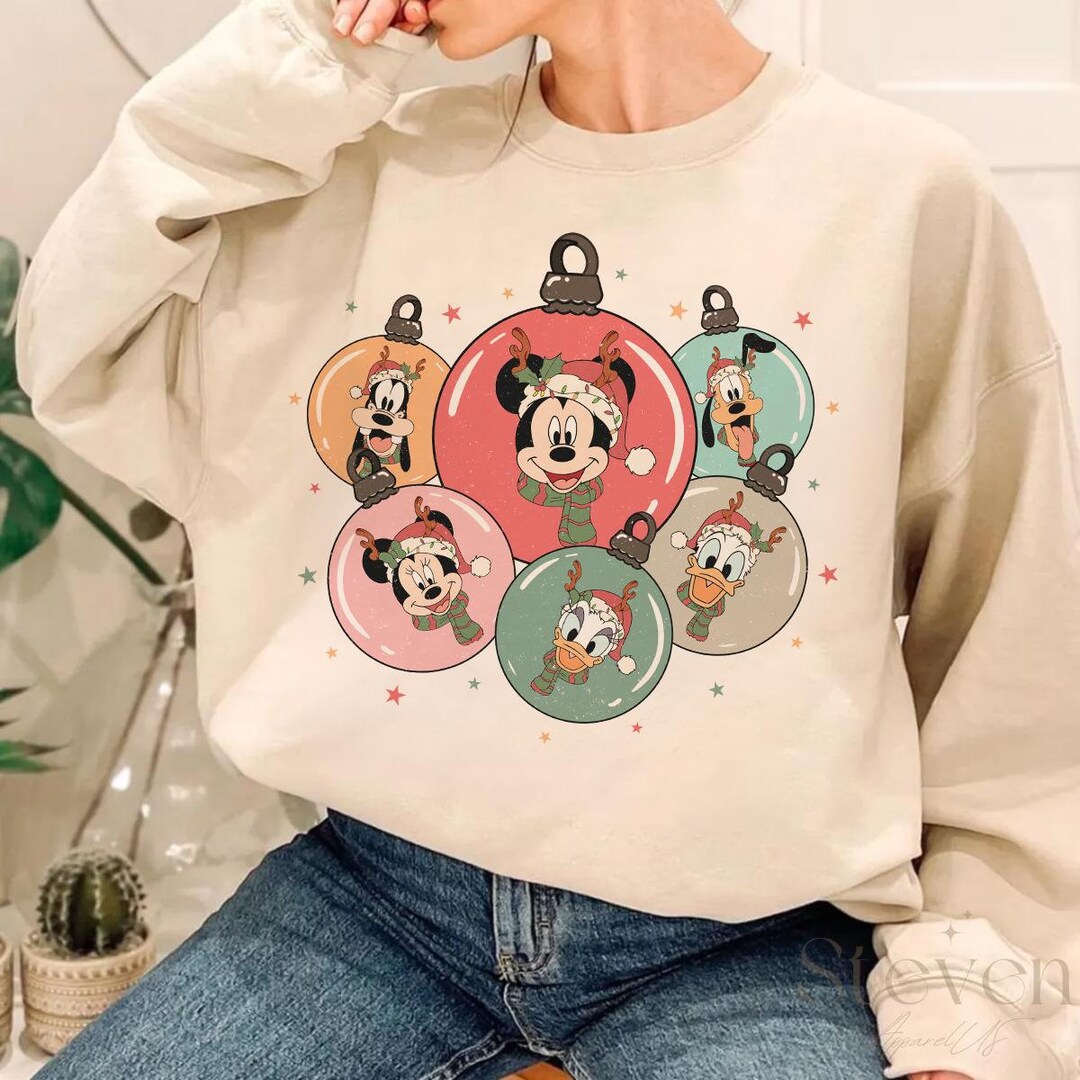 Retro Disney Ornament Christmas Sweatshirt, Mickey and Friends ...