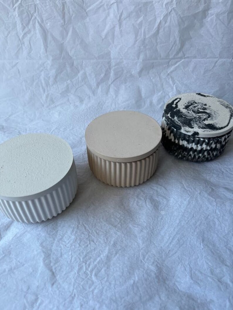 Handmade Ribbed Concrete Jewelry Box: Elegant Storage Decor - Etsy