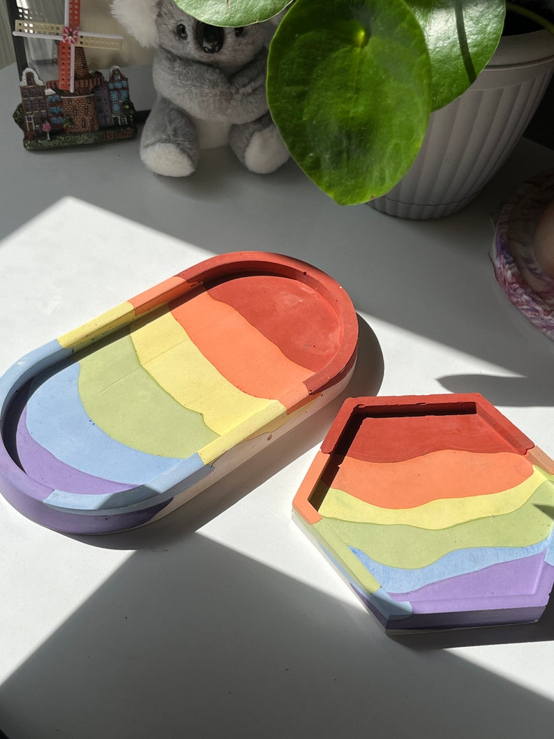 Handmade LGBTQ Pride Trinket Tray: Rainbow Home Decor, Colorful Coaster ...