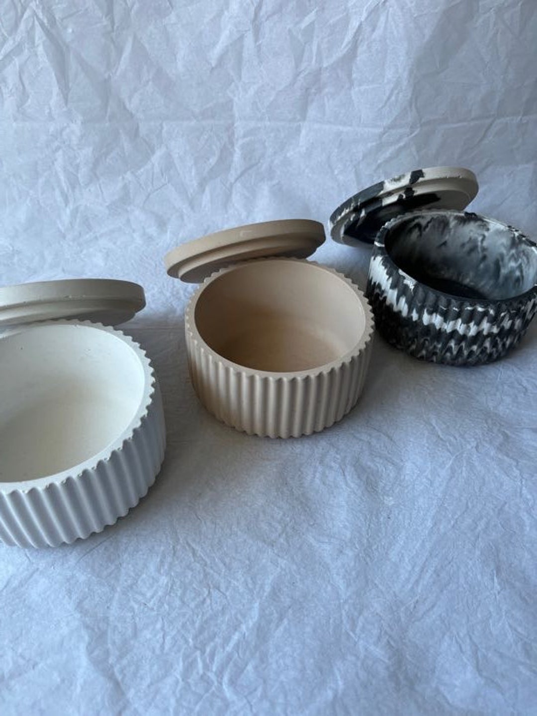 Concrete Jewelry Box | Handmade Mini Planter | Ribbed Decor | Gift for ...