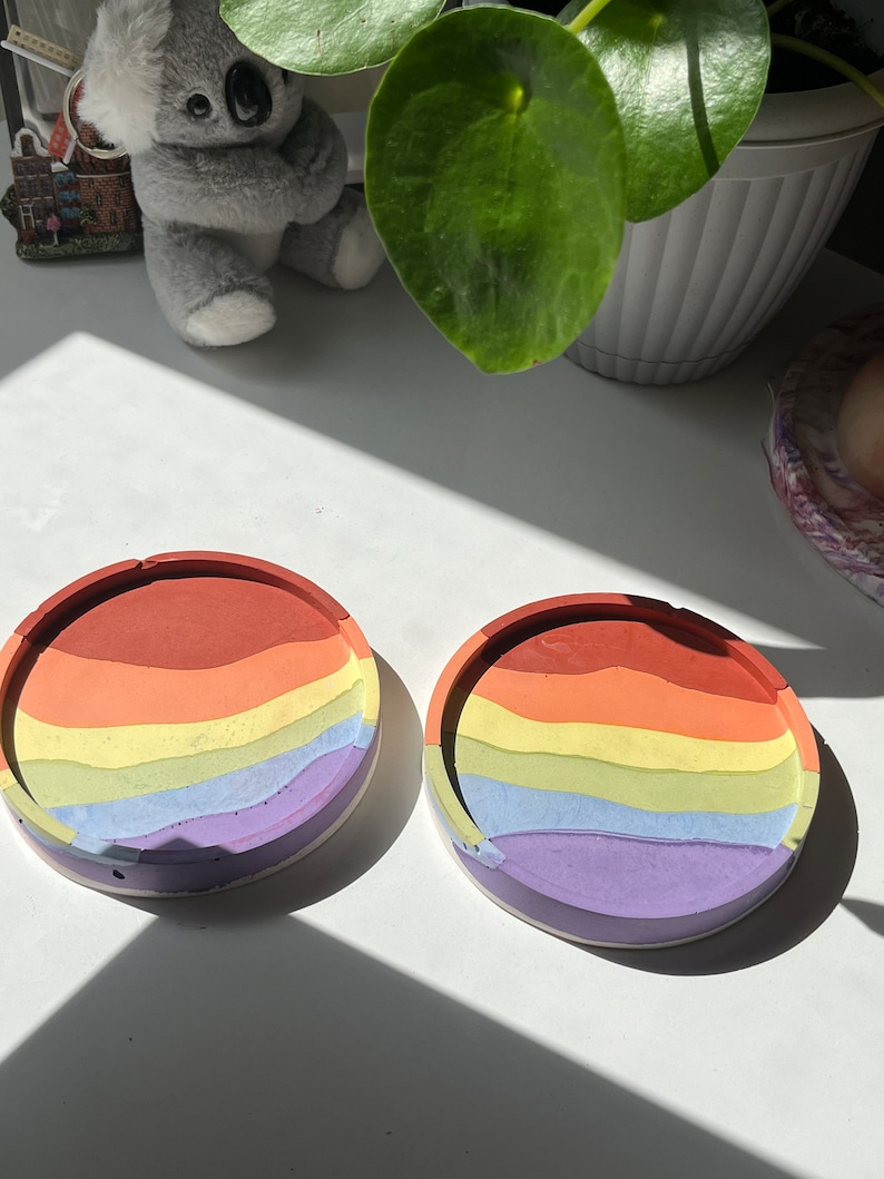 LGBTQ Pride Coaster Organizer LGBTQ Home Decor Rainbow Design Trinket ...