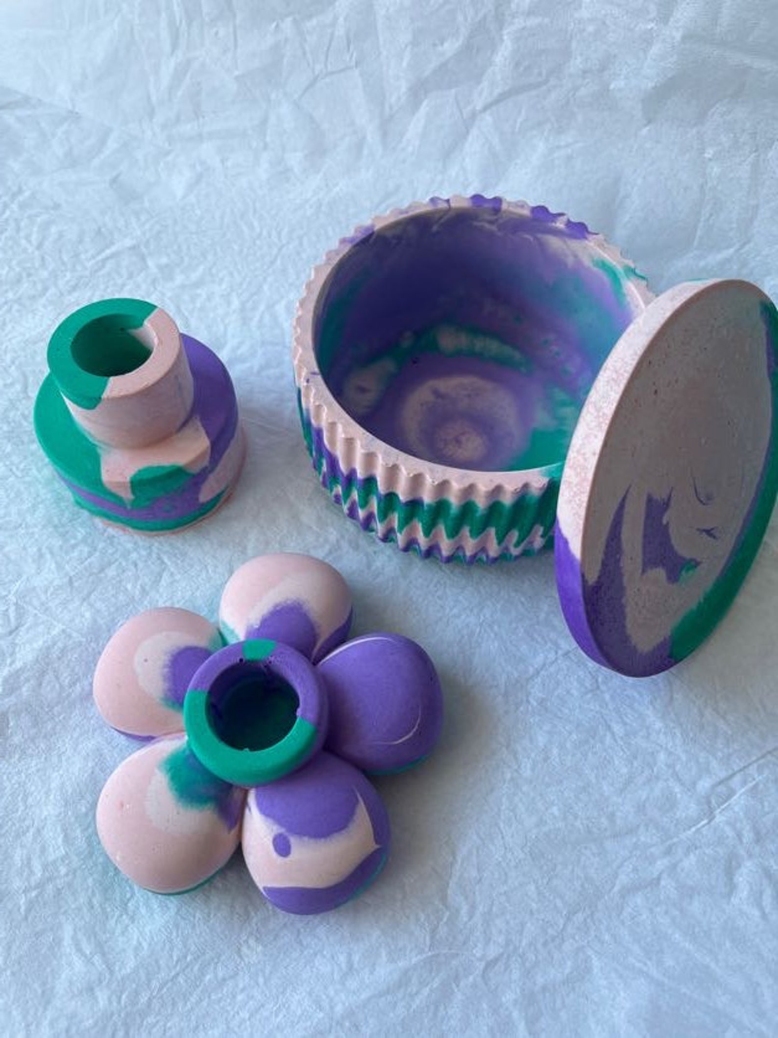 Handmade Ribbed Concrete Jewelry Box: Elegant Storage Decor - Etsy