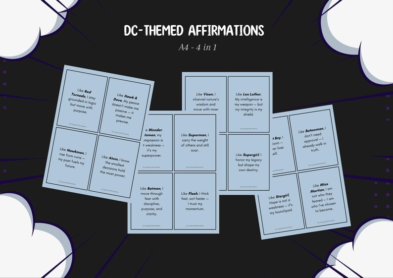 DC Superhero Affirmations | Printable Digital Download | Motivational ...