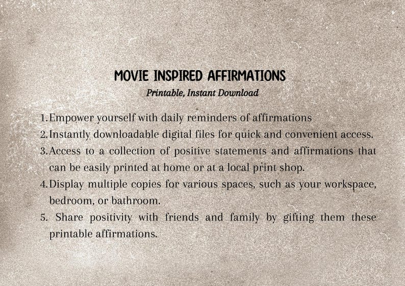 Movie-themed Affirmations | Printable Digital Download | Positive ...