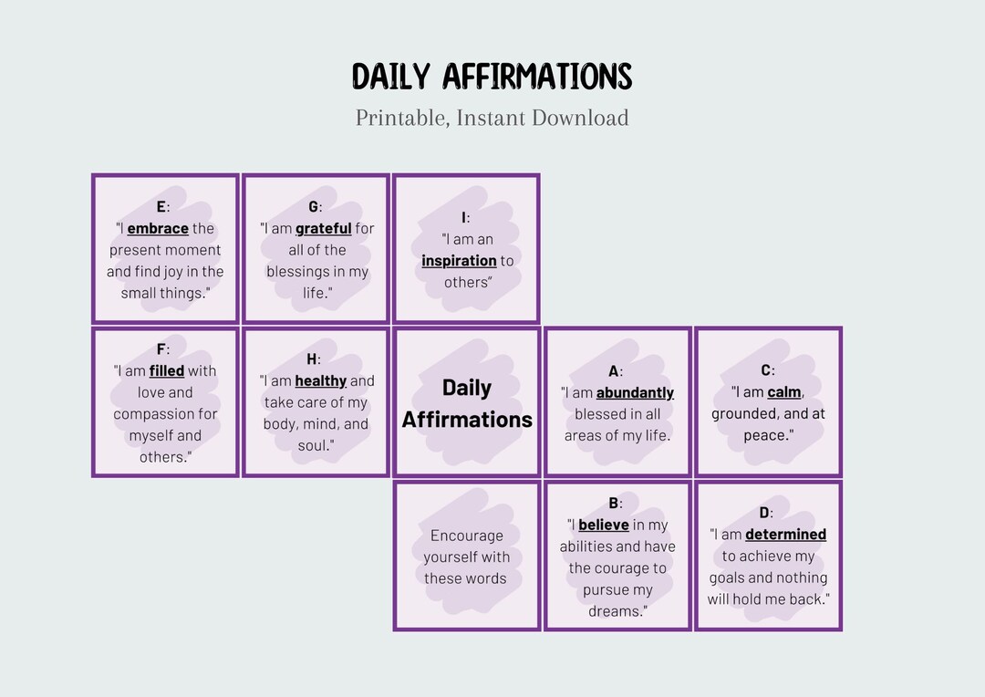 Daily Affirmations (alphabetical Order) - Etsy