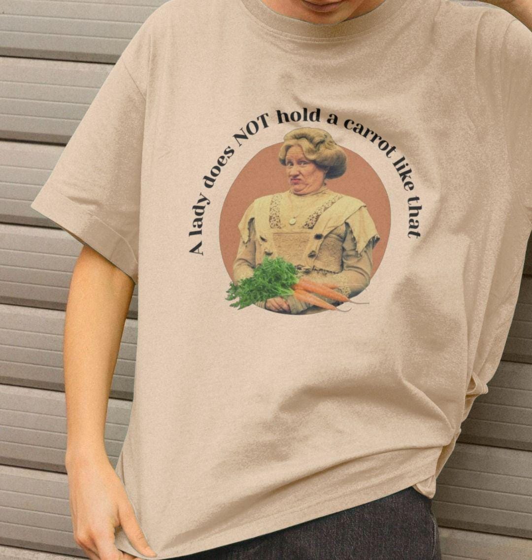 BBC Ghosts Inspired Lady Fanny Button Carrot Tee - Etsy