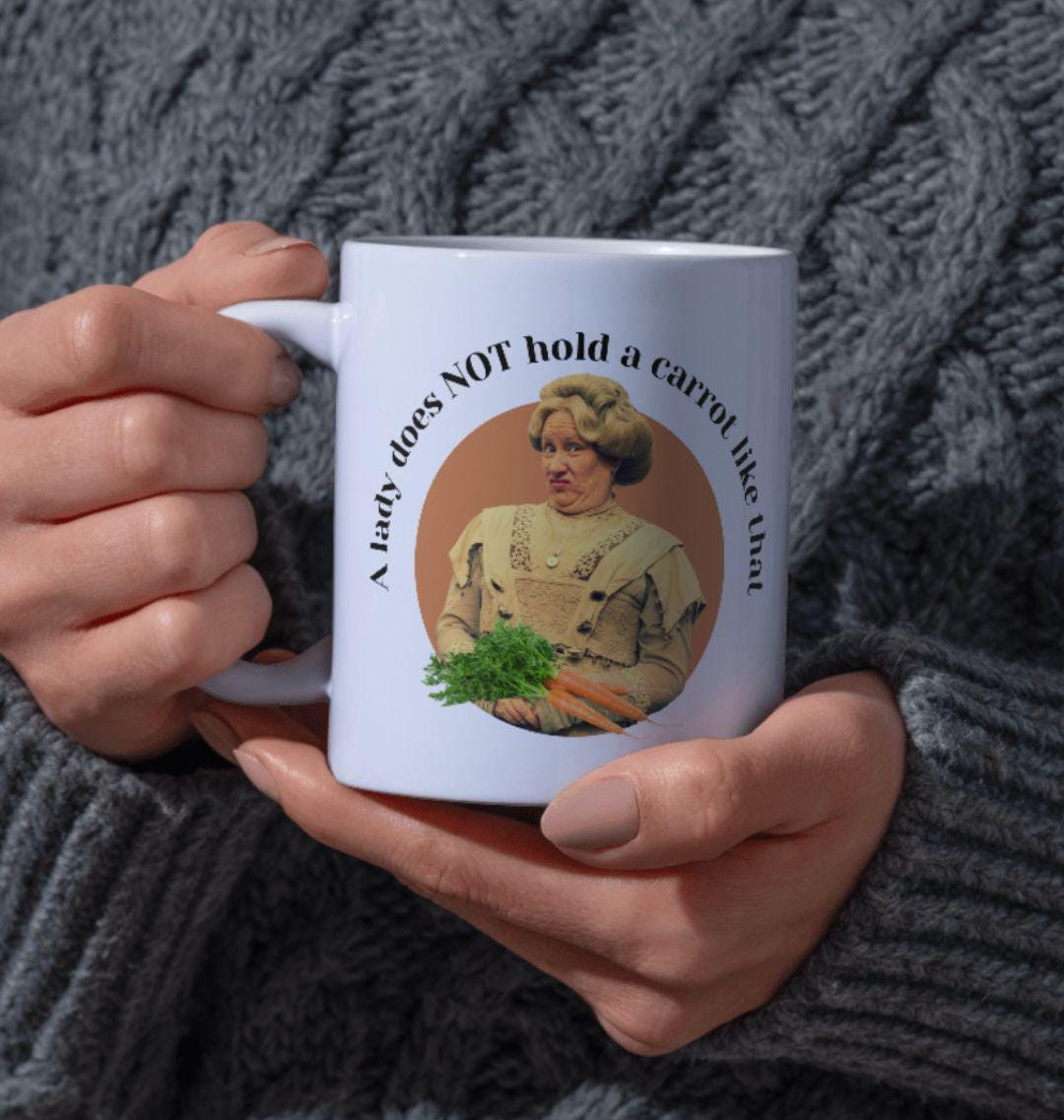 BBC Ghosts Inspired Lady Fanny Button Carrot Mug - Etsy