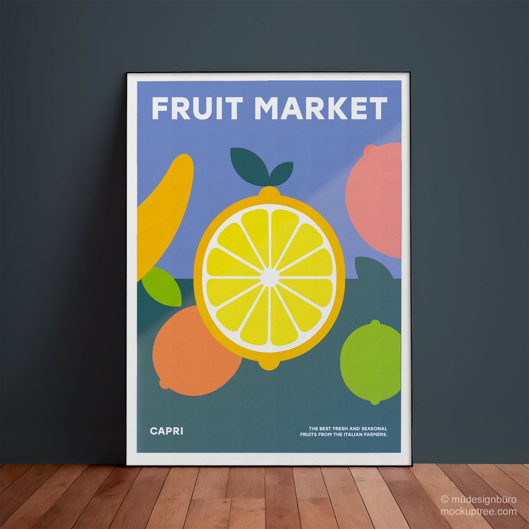 Poster Design Fruit Market Lemons Minimalist Colorful Fruit - Etsy