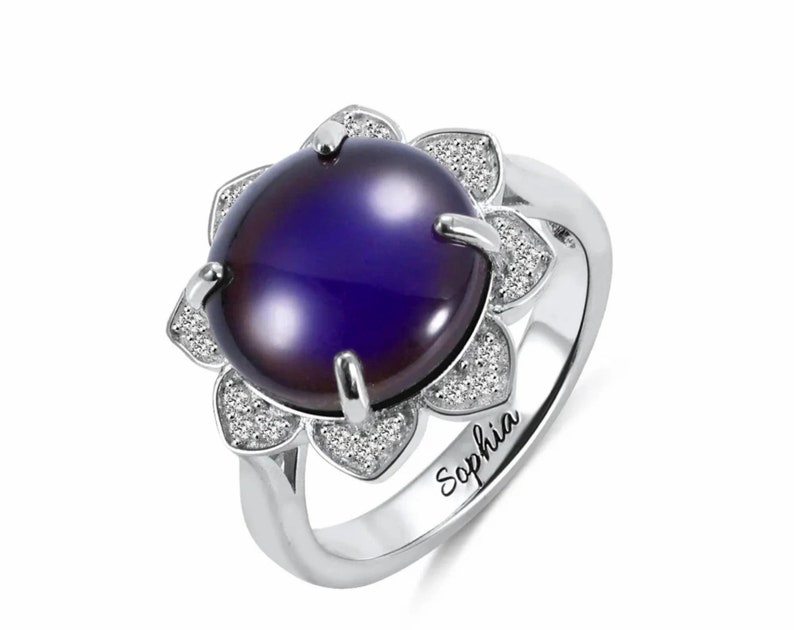 Customized Changing Color Mood Stone Ring Sterling Silver, Best Gift ...